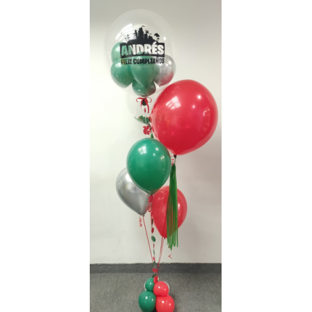 Bouquet de Globos de Helio con Globo Confetti Personalizado para Cumpleaños