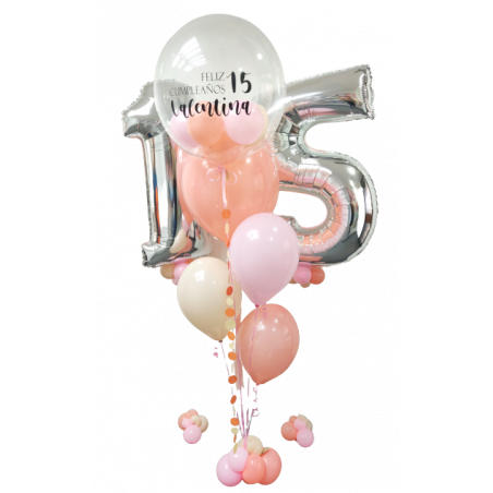 Bouquet de Globos de Cumpleaños con Globo Confetti Personalizado en Caracas