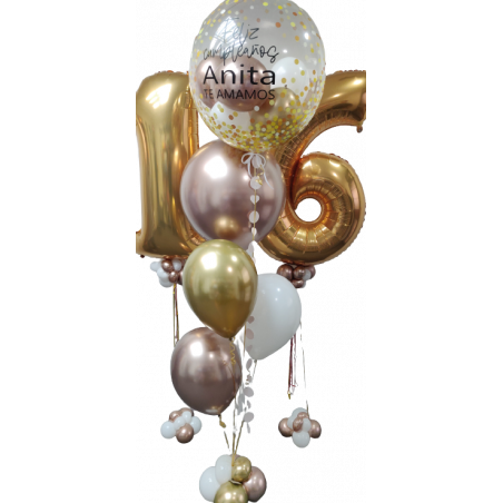 Bouquet de Globos de Cumpleaños con Globo Confetti Personalizado en Caracas