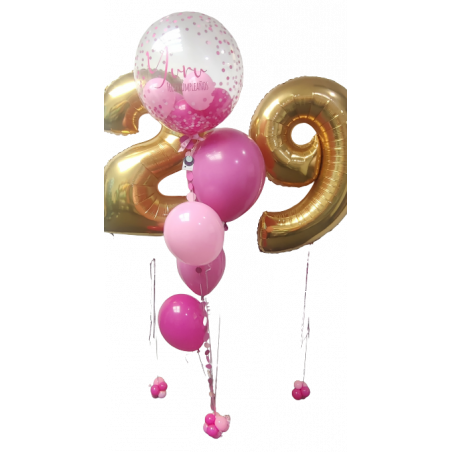 Bouquet de Globos de Cumpleaños con Globo Confetti Personalizado en Caracas