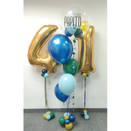 Bouquet de Globos de Cumpleaños con Globo Confetti Personalizado en Caracas