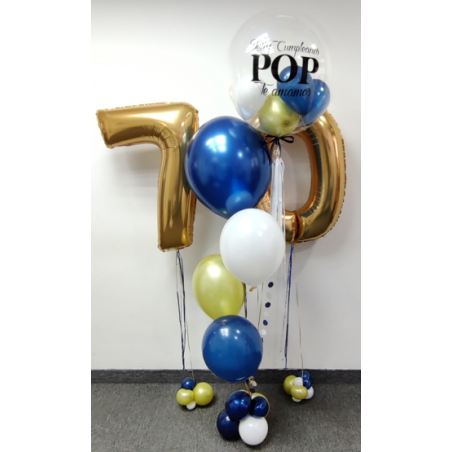 Bouquet de Globos de Cumpleaños con Globo Confetti Personalizado en Caracas