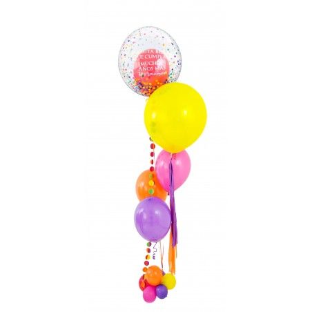 Bouquet de Globos de Helio con Globo Confetti Personalizado para Cumpleaños